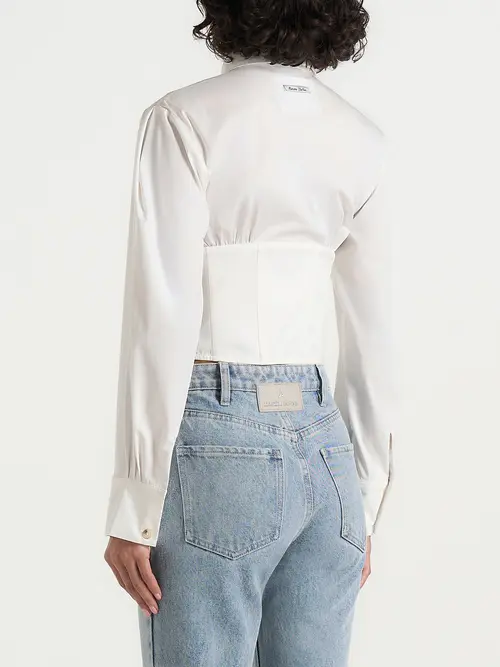 Manière De Voir Margot Cotton Corset Shirt - White