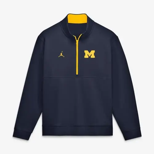 JORDAN BRAND Michigan Wolverines Primetime Club Fleece Half-zip Pullover