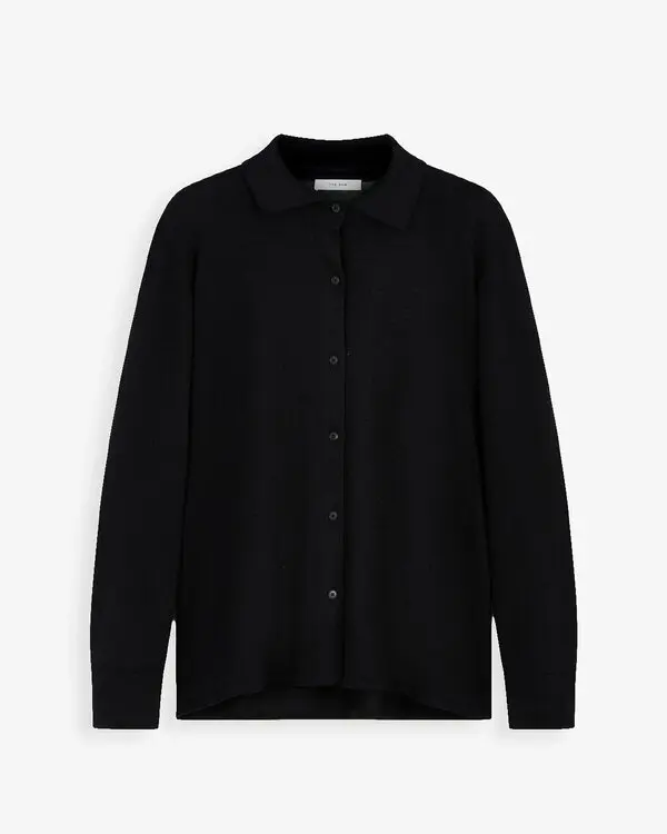 THE ROW Ocari Cashmere Cardigan Top - Black