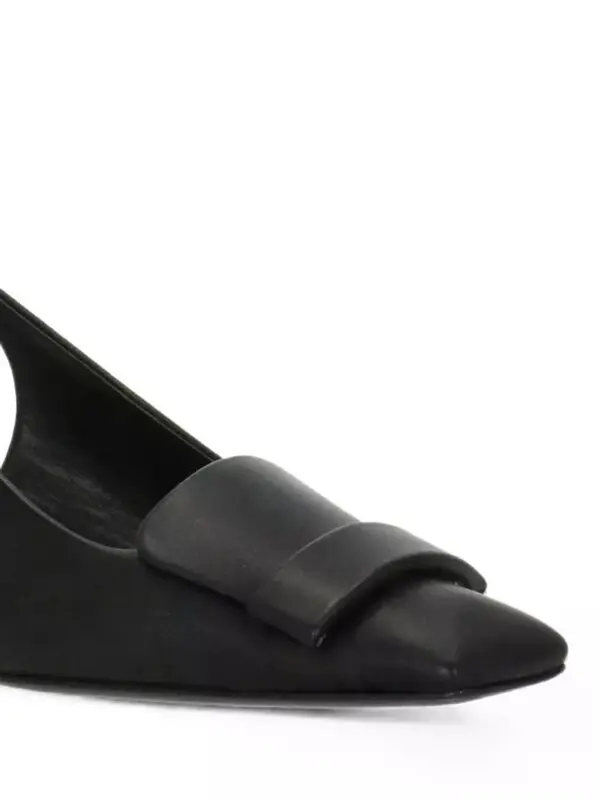SERGIO ROSSI Plaque-detail Squared-toe Slingback Pumps