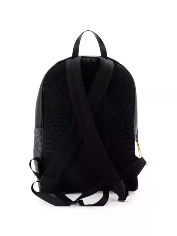 Fendi Front Pocket Zucca Coated Canvas And Leather Large Backpack - Black