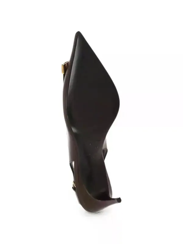 SERGIO ROSSI Burgundy Leather Slingback Pumps
