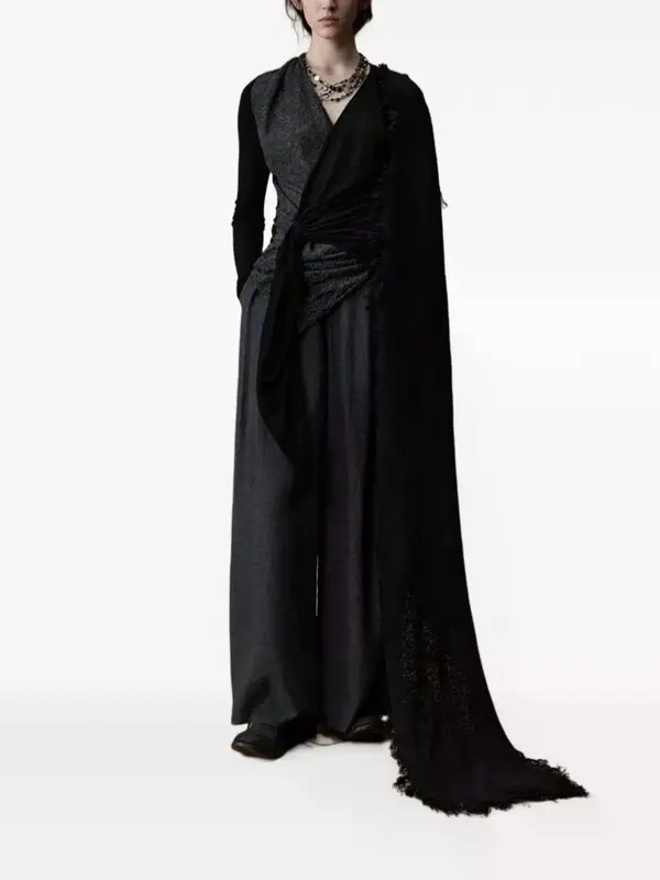 ELYWOOD Asymmetric Hem Wrap Blouse