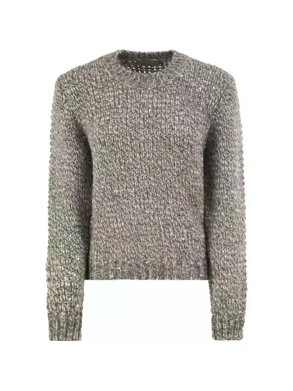 Herno Sequin-embellished Textured-knit Sweater - Grey