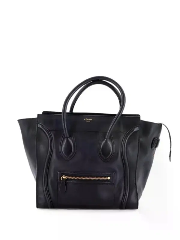 Celine Luggage Bag Smooth Leather Mini Tote Bag - Black