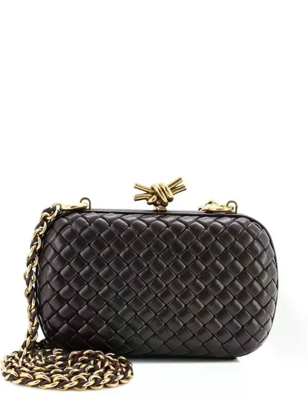 Bottega Veneta Box Knot Nm Intrecciato Nappa Clutch Bag - Brown