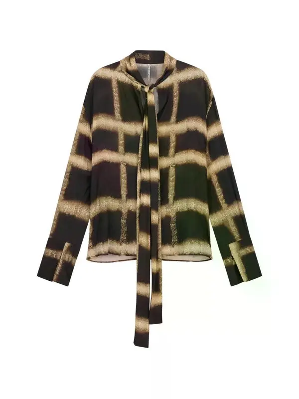 Liviana Conti Checked Print Tie Neck Blouse