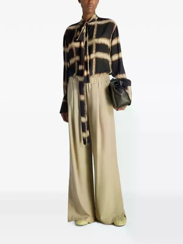Liviana Conti Checked Print Tie Neck Blouse