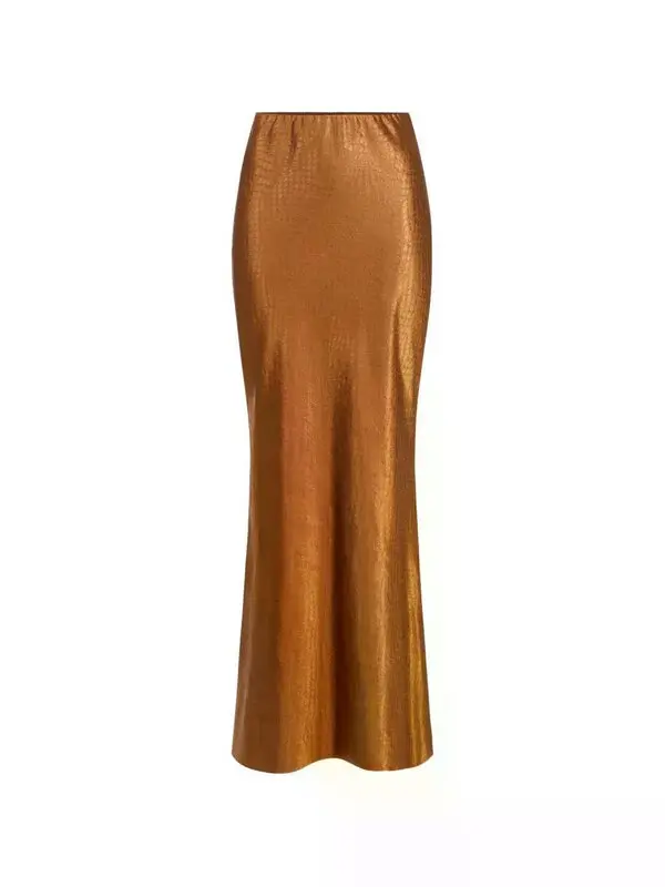Elisabetta Franchi Satin Skirt With Scale-like Texture - Brown