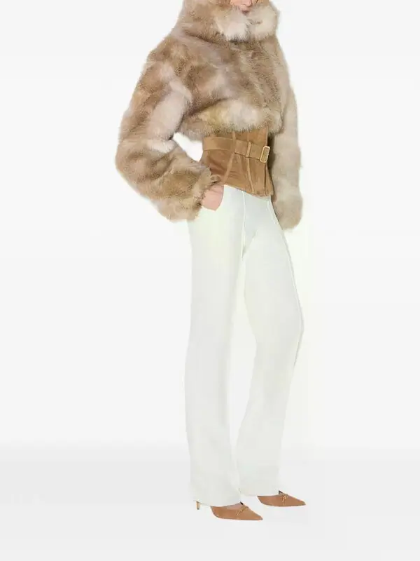 Elisabetta Franchi Fur-effect Bustier Jacket - Neutrals