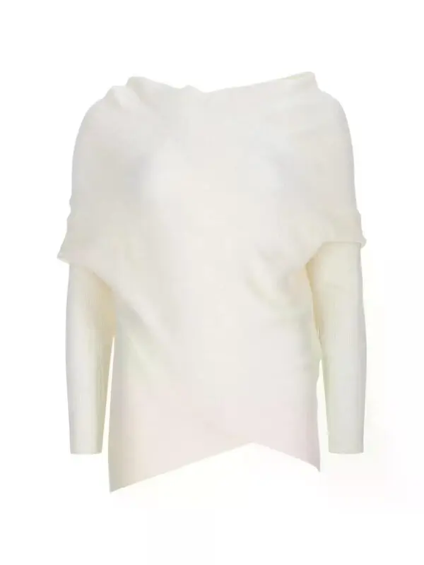 P.a.r.o.s.h Ribbed Knit Wrap Design Sweater - White