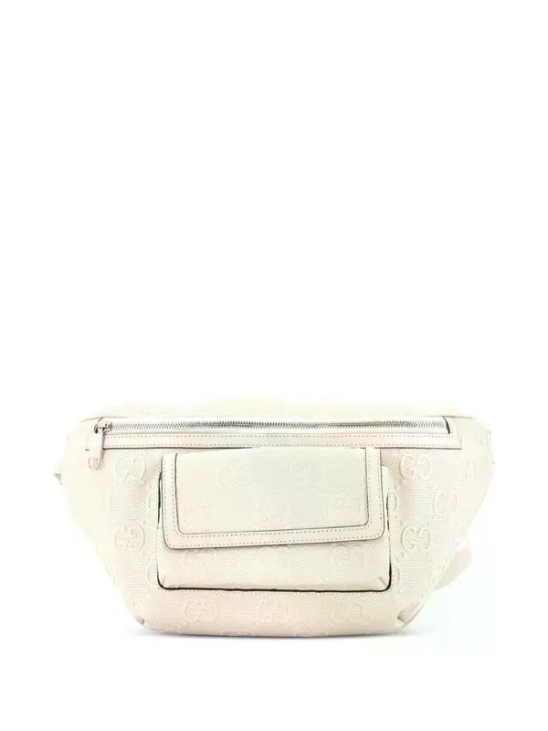 Gucci Gg Embossed Perforated Leather Belt Bag - White