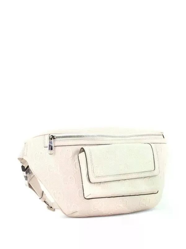 Gucci Gg Embossed Perforated Leather Belt Bag - White