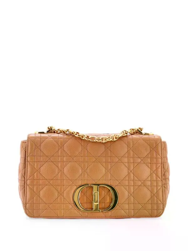 Dior Caro Bag Cannage Quilt Calfskin Medium Crossbody Bag - Brown