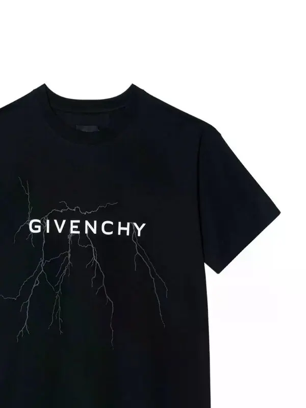 Givenchy Lightning-print Logo-print T-shirt - Black