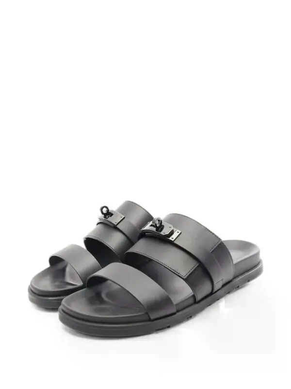 Hermès 2010s Jackson Kelly Slide Sandals - Black