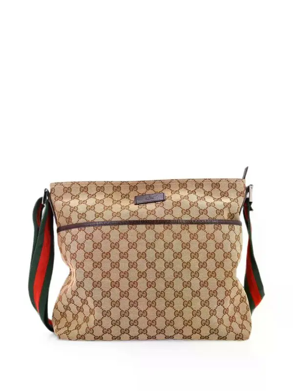 Gucci Gg Canvas Medium Messenger Bag With Web Strap