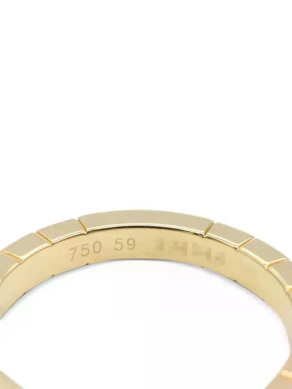 Cartier 18k Yellow Engraved Logo Square-link Band Ring