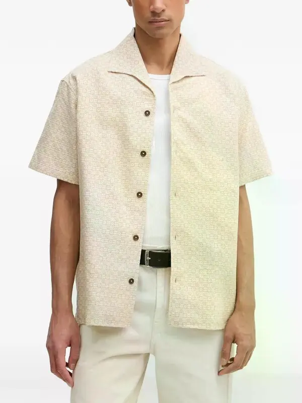 Drole De Monsieur Geometric-pattern Camp-collar Shirt - Neutrals