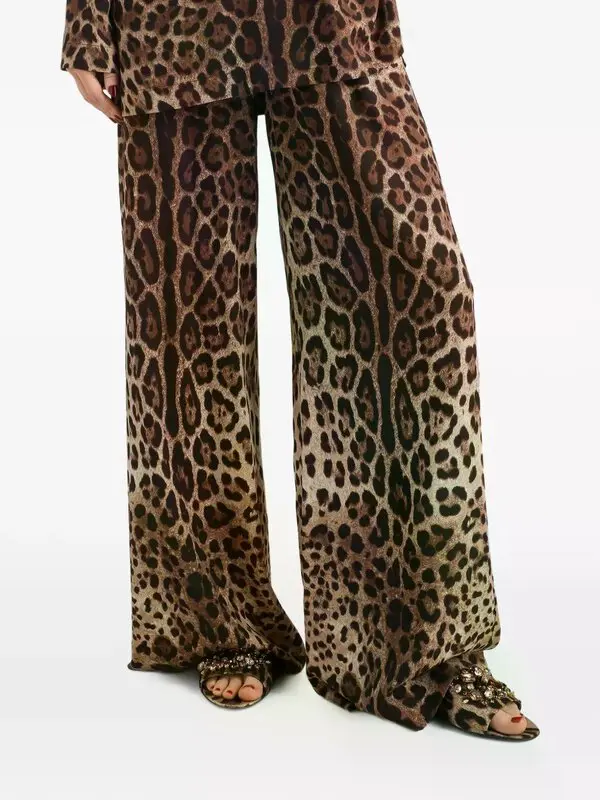 Dolce & Gabbana Leo Print Charmeuse Trousers - Neutrals