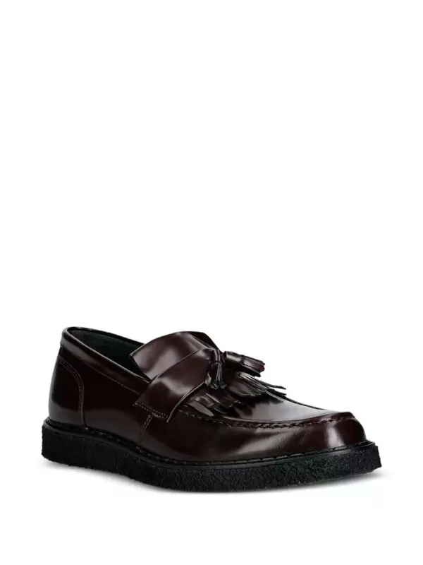Fred Perry Burgundy Leather Tassel Detail Loafers