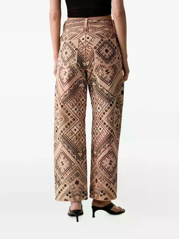 Farm Rio Geometric Embroidered Straight-leg Trousers
