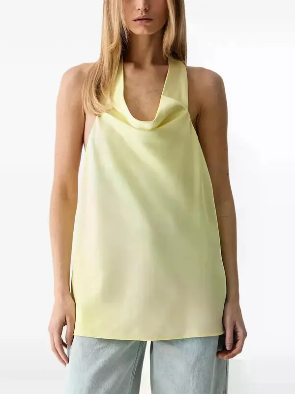 GESTUZ Cowl Neck Halterneck Blouse - Yellow