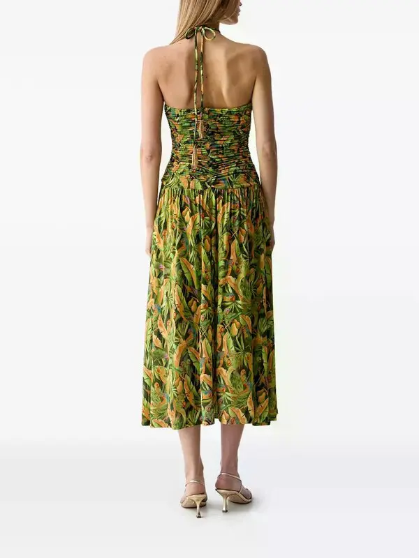 Farm Rio Graphic Print Ruched Midi Dress