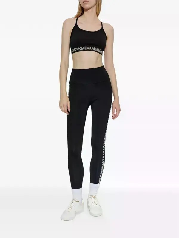 Michael Kors Logo-tape Cross-back Crop Top - Black