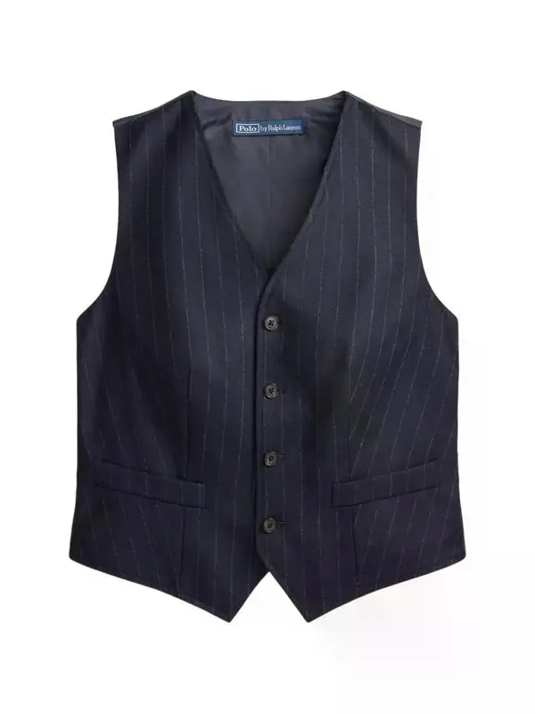 Polo Ralph Lauren Pinstripe V-neck Sleeveless Gilet - Blue