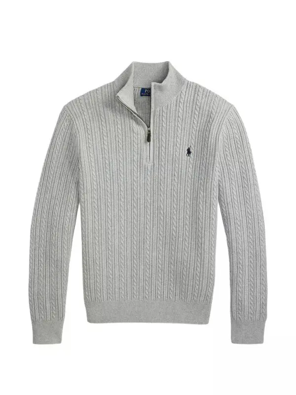 Polo Ralph Lauren Cable-knit Quarter-zip Sweater - Grey