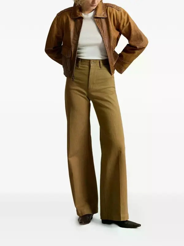 Polo Ralph Lauren Distressed Cropped Leather Jacket - Brown