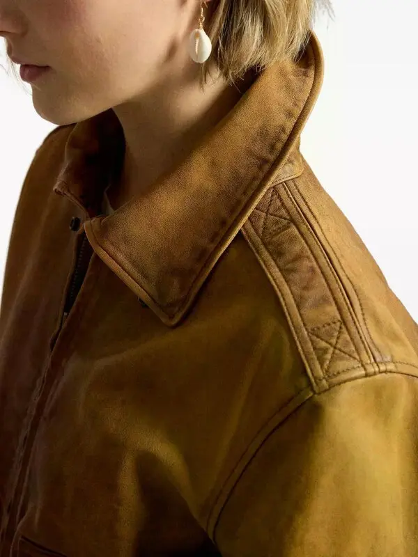 Polo Ralph Lauren Distressed Cropped Leather Jacket