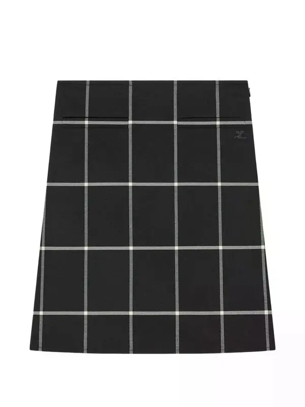 COURREGES Checked A-line Midi Skirt - Black