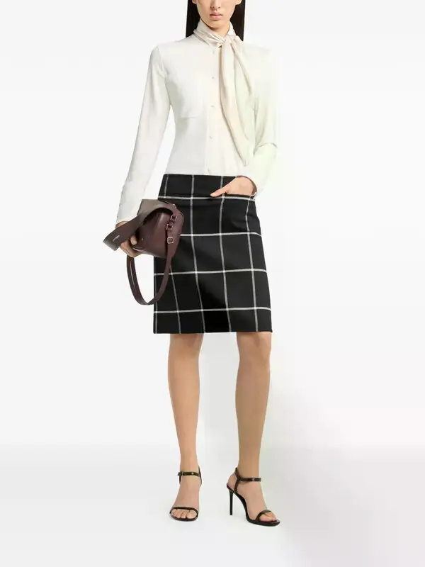 COURREGES Checked A-line Midi Skirt