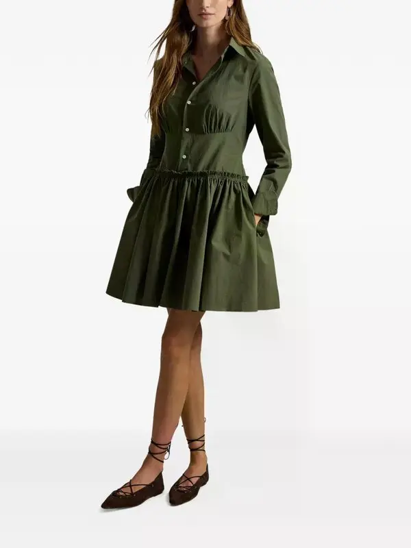 Polo Ralph Lauren Cotton Ruffled Shirt Mini Dress