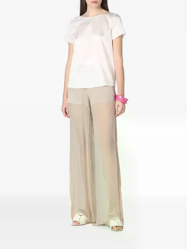 Giorgio Armani Off-white Satin Short-sleeve Blouse - Neutrals