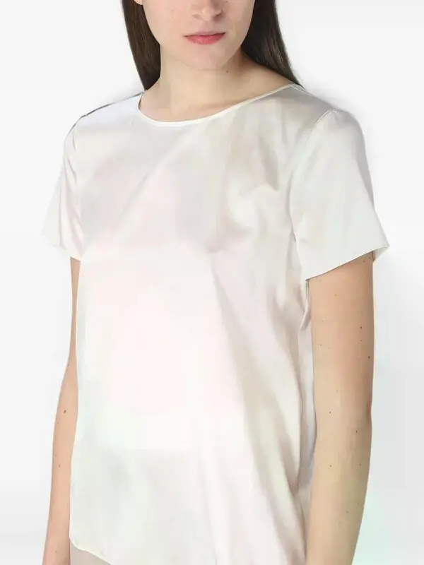 Giorgio Armani Off-white Satin Short-sleeve Blouse