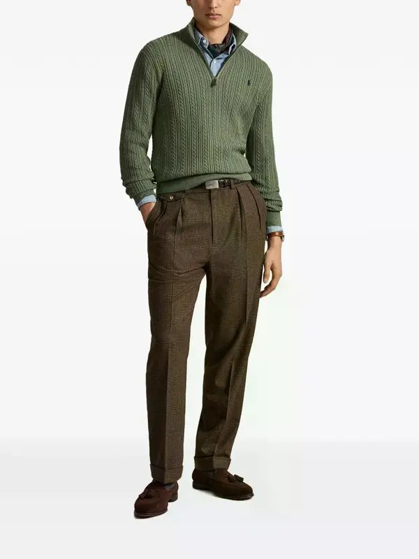 Polo Ralph Lauren Cable-knit Quarter-zip Sweater - Green