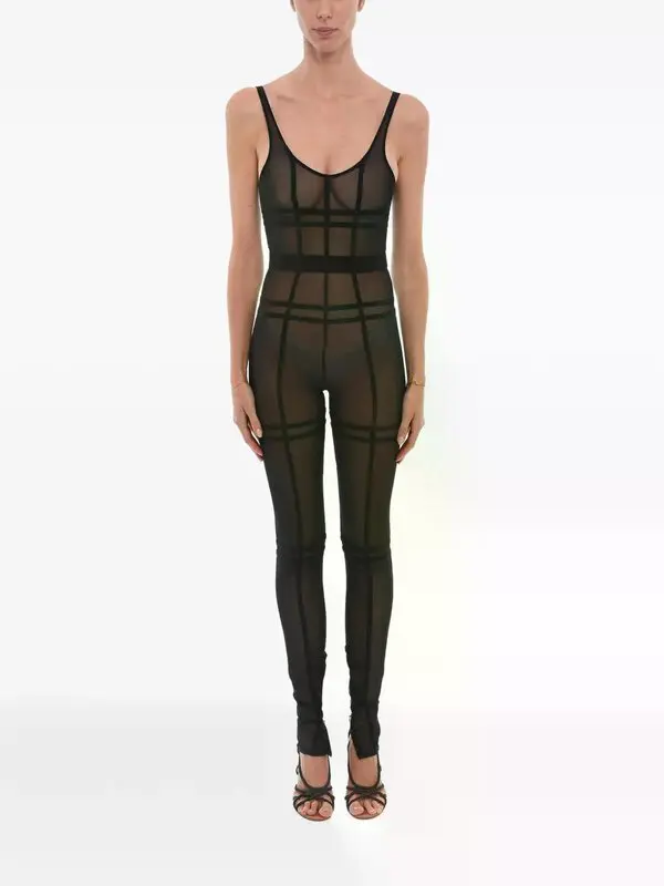 David Koma Sheer Panelled Sleeveless Jumpsuit - Black