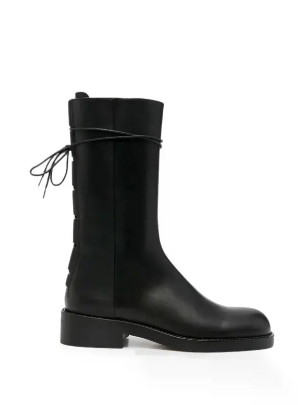 ANGELICA MONTINI Lace-up Leather Boots - Black