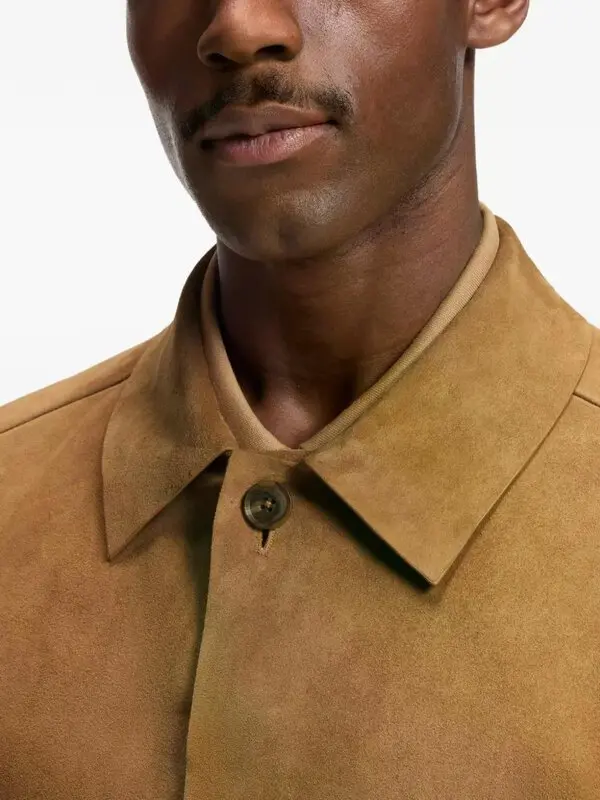 BOSS Suede Button-up Leather Jacket