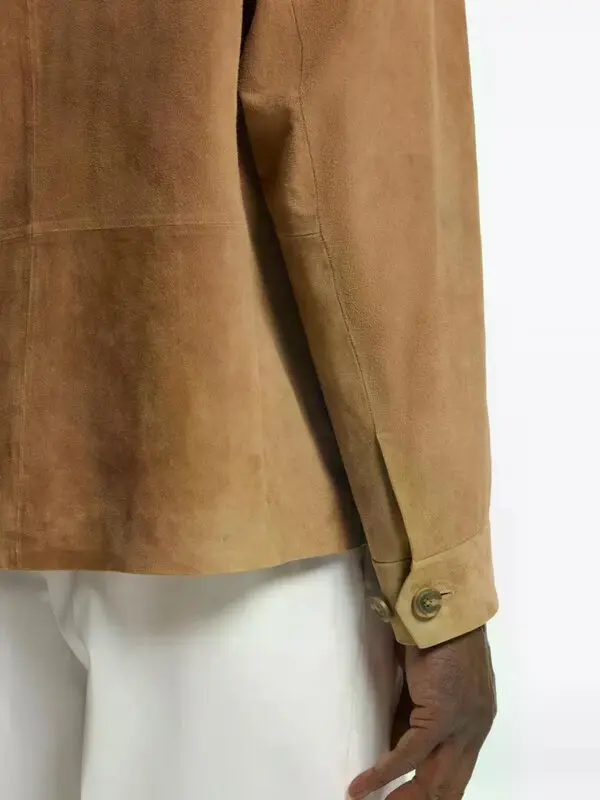 BOSS Suede Button-up Leather Jacket