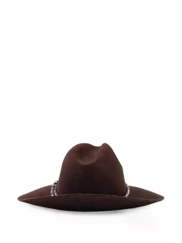 GOLDEN GOOSE Studded Leather Fedora Hat - Brown
