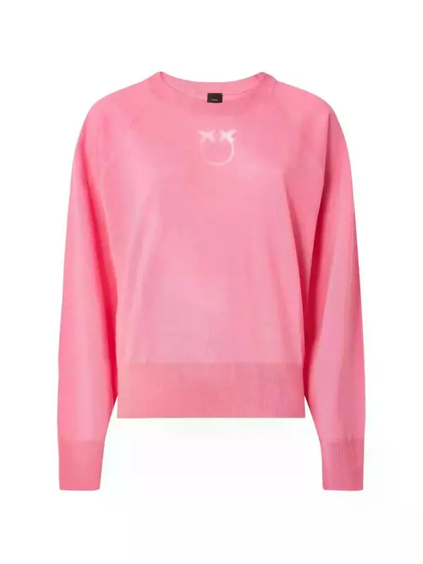 Pinko Logo-motif Raglan-sleeve Sweater - Pink
