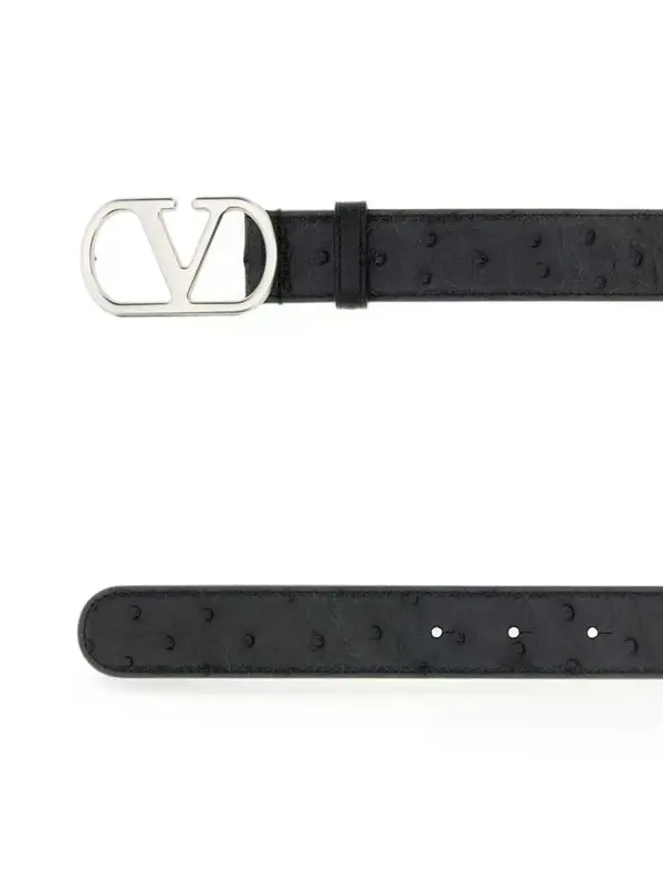 Valentino Garavani Vlogo Signature Ostrich-effect Leather Belt