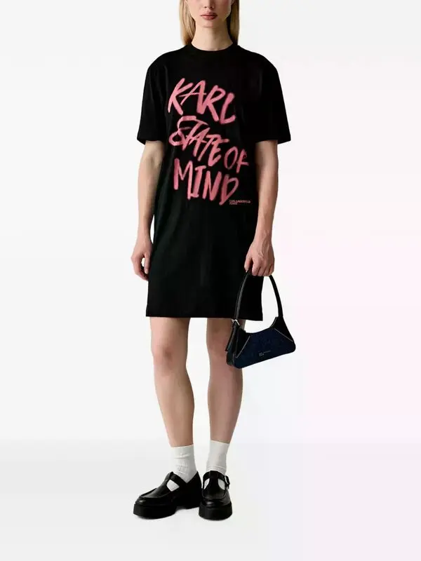 Karl Lagerfeld Slogan Print T-shirt Mini Dress - Black