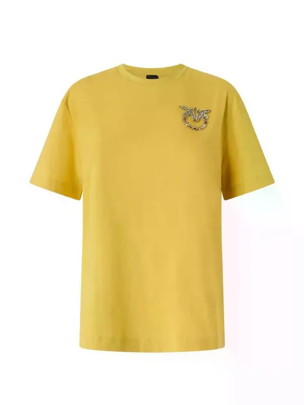 Pinko Love Birds Crystal-embellished T-shirt - Yellow