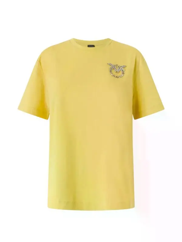 Pinko Love Birds Crystal-embellished T-shirt - Yellow
