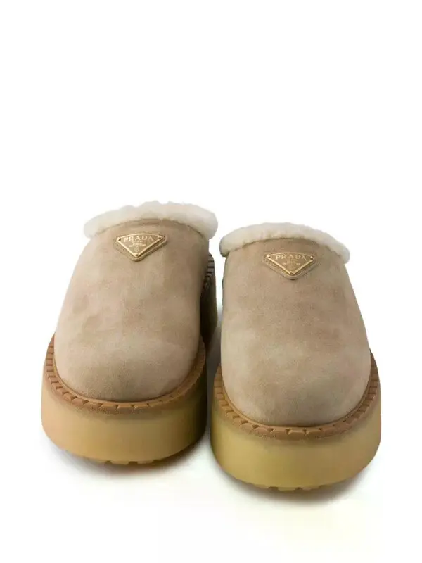 Prada Suede Shearling Lined Slippers